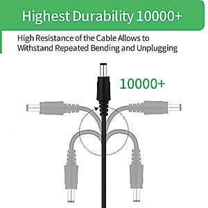 Security-01 2-Pack 1 to 6 Way DC Power Splitter Cable, Plug 5.5mm x 2.1mm for CCTV Cameras LED Light Strip and More