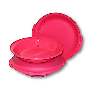 Tupperware (2) Double Plates | Shallow Bowls and Plates Set | Dark Pink