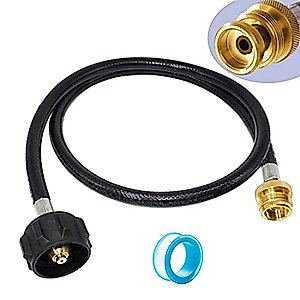 GCBSAEQ 4FT Propane Adapter Hose 1lb to 20lb Propane Tank Hose 1lb Adapter Converter for Portable Appliance Coleman Camping Stove, Buddy Heater, Tabletop Gas Grill