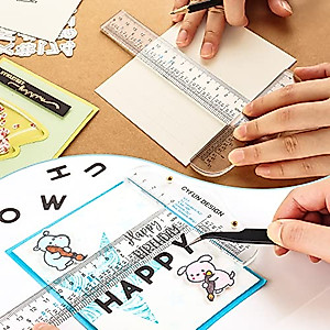 6" Clear Acrylic T-Square Ruler for Easy Reference While Crafting T-Square Ruler Handtool In Both Inches And Metric Measurements Transparent Graduated T-Ruler Inch Metric T-Square Measuring Scale Rule