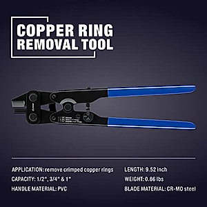 Copper Ring Removal Tool Decrimping Tool for ASTM F1807 1/2",3/4"and 1" PEX Ring