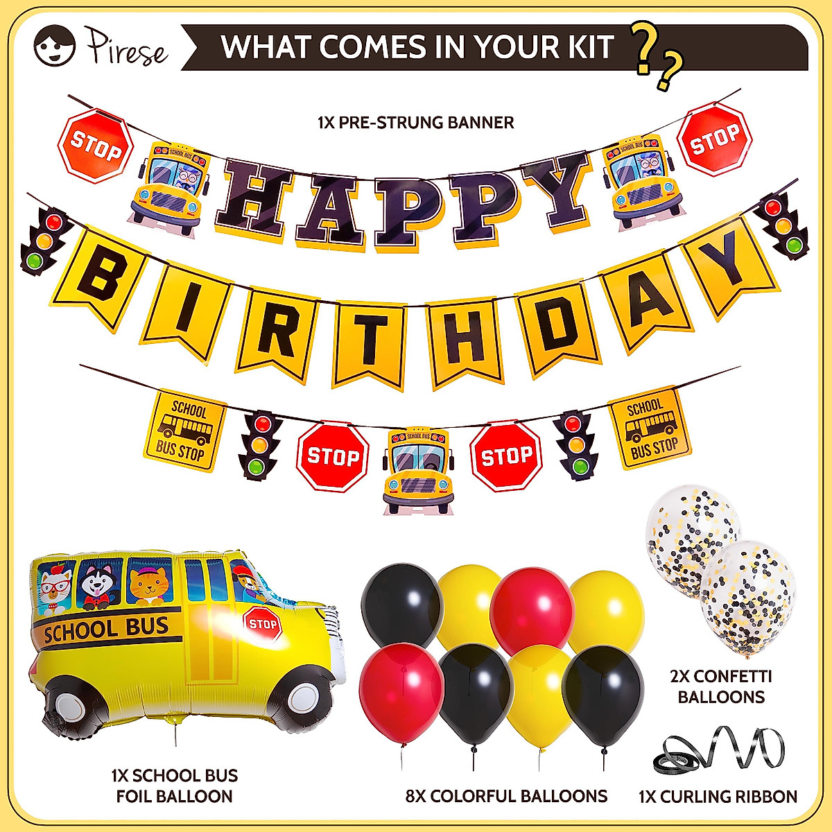 Pirese Wheels On The Bus Birthday Decorations, School Bus Decorations For Party, School Bus Birthday Party Decorations | School Bus Birthday Banner | School Bus Party Decorations | Bus Theme Party