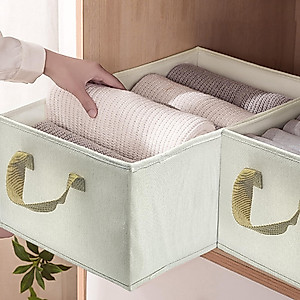 Telycummy Pack of 3 Large Capacity Storage Bins Closet Organizer System Sturdy Foldable Storage Boxes for Organizing Clothing,Sheets,Toys,Shelves Basket Storage Bin With Handles