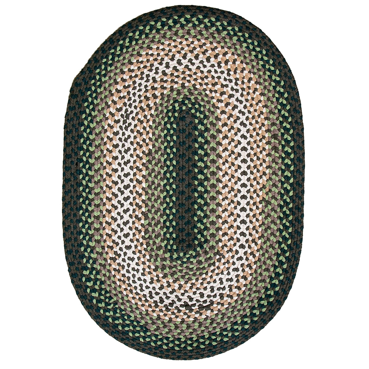 Super Area Rugs Oval 2' X 3' Green - Ivory Oval Braided Rug for Farmhouse Style Kitchens and Bathrooms