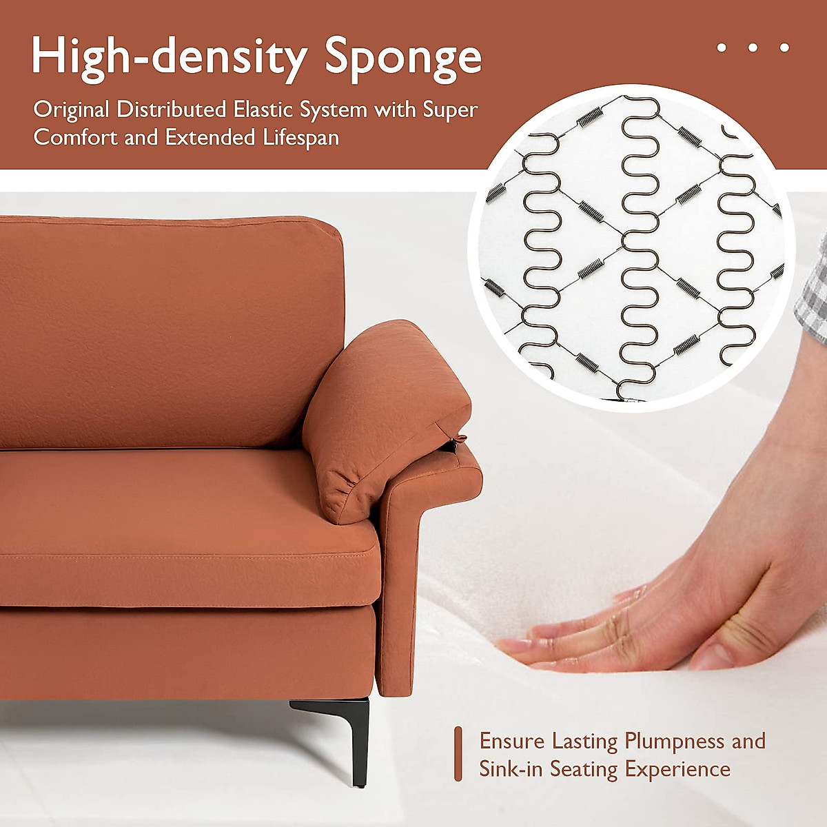 Giantex 72.5" L Loveseat, 2-Seat Sofa Couch with Removable Armrest Pillows, Metal Frame Legs, Comfy Cushions, Modern Furniture for Living Room Reception Room Office, Easy Assembly, Red