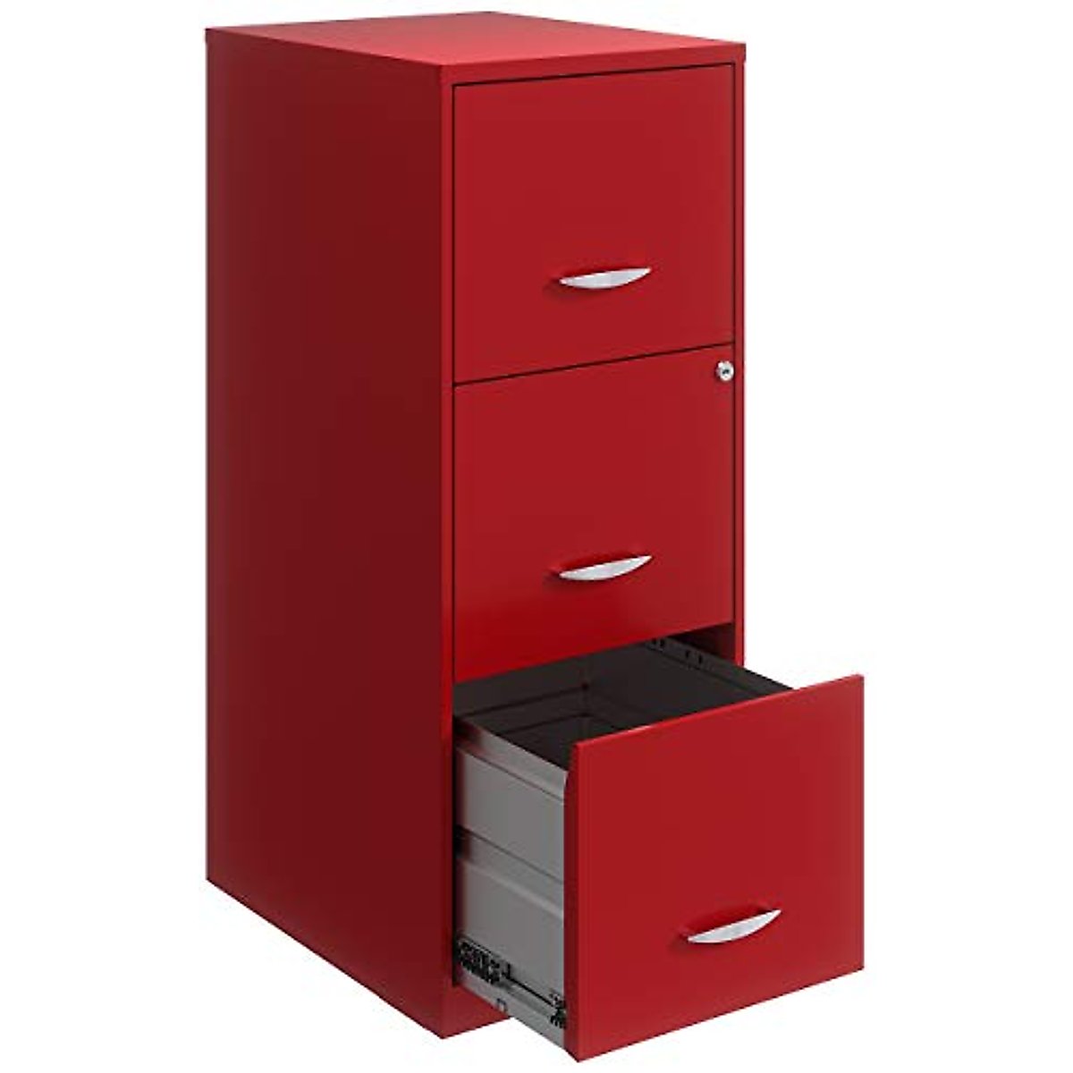 Hirsh Industries Space Solutions 3 Drawer Metal Vertical File Cabinet with Lock Lava Red