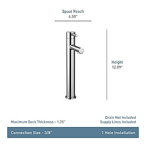 Moen 6192BLAlign One-Handle Single Hole Modern Vessel Sink Bathroom Faucet
