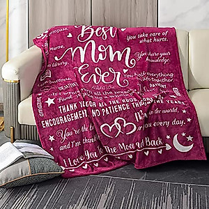 Mom Birthday Gifts from Daughter Son, Gifts for Mom, Mom Gifts, Letter Warm Soft Throw Blanket for Mom, Best Mom Ever Blanket for Mom, Mom Gifts for Birthday, Mothers Day, Christmas