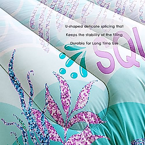 KTAbedding Mermaid Tail Comforter Sets Twin size Bedding Sets for Girls Teens Kids Teal,Easy Care,Cozy Lightweight,1 Comforter&2 Pillowcases Bed-in-a-Bag 3 pieces