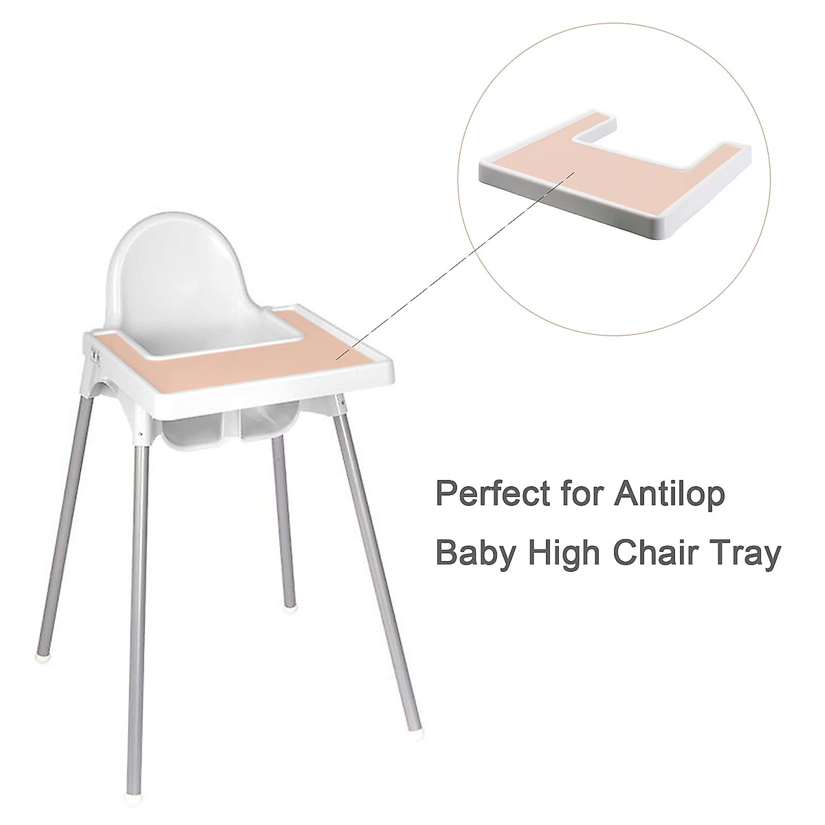 Baby High Chair Placemat for Antilop High Chair, Silicone Mat for Antilop Baby High Chair Tray Accessories, Finger Foods Placemat for Toddler and Babies Girls… (Peach)