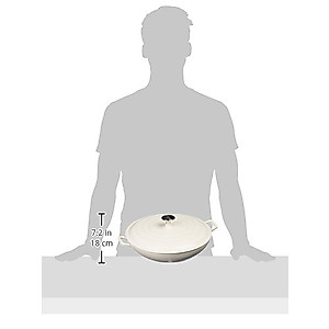 Amazon Basics Enameled Cast Iron Covered Oval Casserole Skillet, 3.3-Quart, White