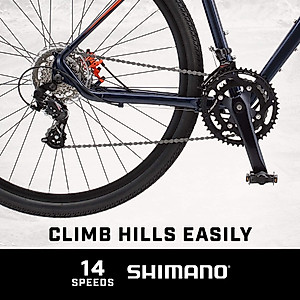 Mongoose Men's Elroy Adventure Bike 700C Wheel Bicycle, Blue, 54cm frame size