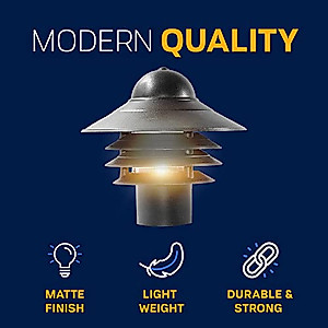 KastLite Black Nautical Post Walkway Lamp | 10" High Outdoor Coastal Fixture | Fits 3" Posts | UL Listed Dock Light - Comes with Mounting Hardware