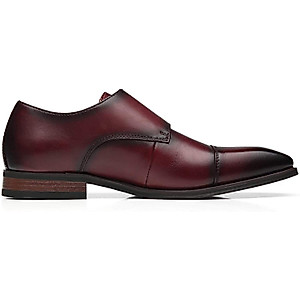 La Milano Mens Double Monk Strap Slip on Loafer Cap Toe Leather Oxford Formal Business Casual Comfortable Dress Shoes for Men