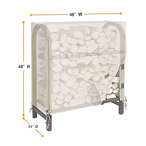 MR. COVER 4 Feet Firewood Rack Cover, 600D Heavy Duty Waterproof Log Rack Cover for Outdoor Wood Holder, Rip-Resistant and Snow-Resistant, 48L x 24W x 48H