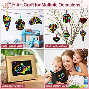 RMJOY Rainbow Scratch Off Paper for Kids: Easter Crafts Gifts for Kids 60pcs Magic Arts Supplies for Age 3-12 Teen Toys Games for Valentines Birthday Christmas Basket Stuffers |Party Favors