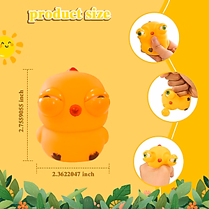 Smosun Chicken Squeeze Toys: 2PCS Funny Stress Relief Squishy Toys with Pop Out Eyes - Sensory Therapy Fidget Toys for Kids and Adults with Autism & ADHD