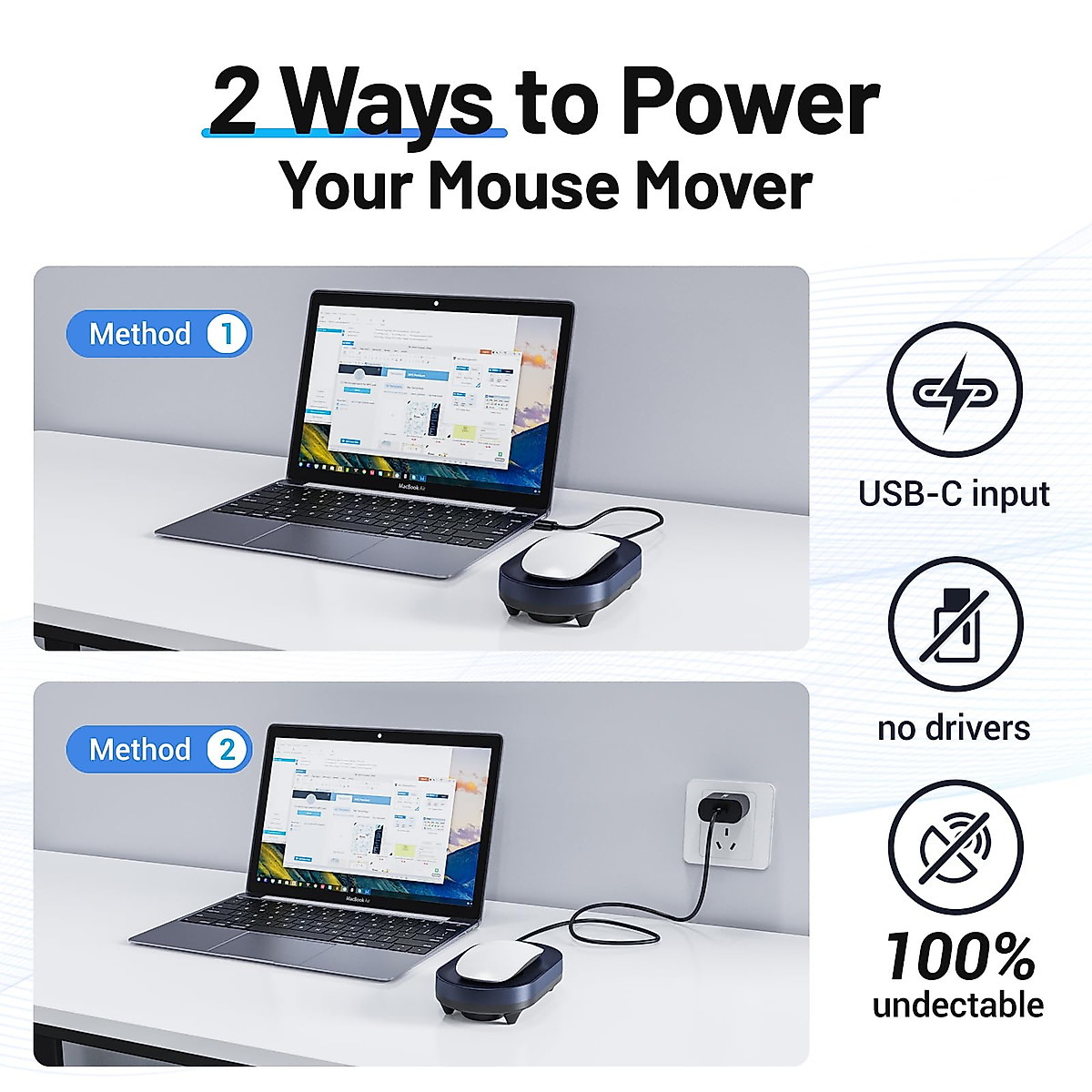 HONKID Undetectable Mouse Mover Jiggler with ON/Off Switch and USB Port Drive-Free,Simulate Physical Automatically Mouse Movement,Prevent Computer Laptop Inactive/Lockdown