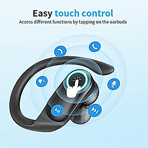 XUX Wireless Earbuds Bluetooth 5.2 Headphones Bluetooth Headphones 4-Mics Clear Call 30H Playtime with Earhooks Sweatproof Waterproof in Ear Earphones for iPhone Android Sports Running Workout Gaming