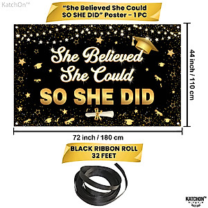 KatchOn, She Believed She Could So She Did Banner - XtraLarge, 72x44 Inch | Graduation Banner 2024 for Graduation Decorations Class of 2024 | Congratulations Banner, 2024 Graduation Party Decorations