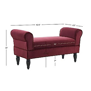 Linon 36030BER-01-KD-U Lillian Bench, Berry Red/Dark Mahogany, 45.08"W x 16.93"D x 23.23"H