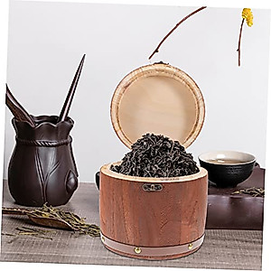 Cabilock 1pc Multi-functional Natural Can Barrel Creative Sealing Snack Sugar Container Jars Light Jar Bag L Wood Airtight Cover Food Nuts Empty Lids Cellars Wooden Holder Candy