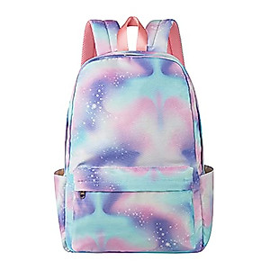 Backpack for Teen Girls School Backpack Bookbag Set with Lunch Box and Pencil Bag Water-Resistant & Light weight (Blue Galaxy)