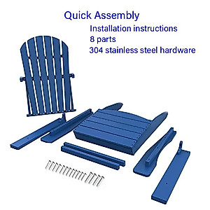 A-ECO LIVING Adirondack Chair, Patio Seating Outdoor Chair, HDPE All-Weather Lifetime Outside Furniture for Patio, Garden, Fire Pit, Deck, Porch, Poolside, Balcony, Beach, Yard, Lawn, Navy