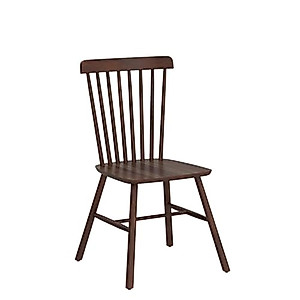 Livinia Aslan Malaysian Oak Dining Chair Set of Two, Country Farmhouse High Spindle Back Wooden Side Chairs (Walnut)