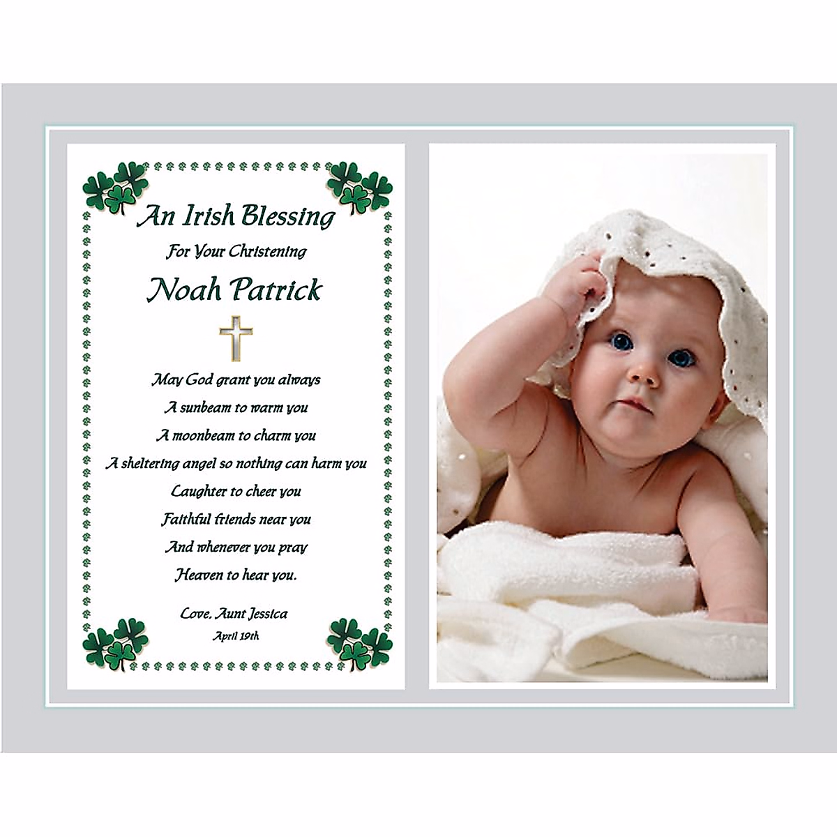 Christening Gifts Baby Keepsake for Boy or Girl, 8x10 Inch Irish Blessing Personalized Print
