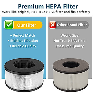 BS-01 True HEPA H13 Replacement Filter Compatible with Slevoo BS-01 Air Purifier, 3-in-1 HEPA Filter Replacement for Slevoo Air Purifier BS-01, 2 PACK BS01 Air Filter (NOT fit for BS-03)