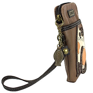 Chala Cat Cellphone Crossbody Handbag - Convertable Strap, Cat Lovers Gift (Brown)