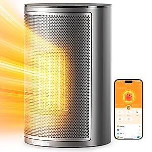 GoveeLife Space Heater for Indoor Use, 1500W Fast Electric Heater with Smart Thermostat, Wi-Fi App & Voice Remote Control, Small Heater Safety for Bedroom Home Indoors Office Desk Portable, Grey