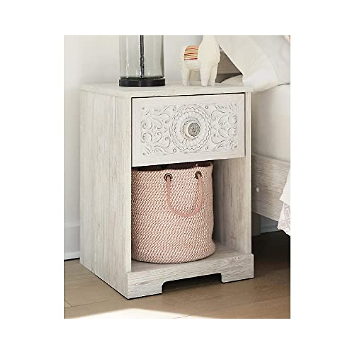 Signature Design by Ashley Paxberry Boho 1 Drawer Nightstand, Whitewash