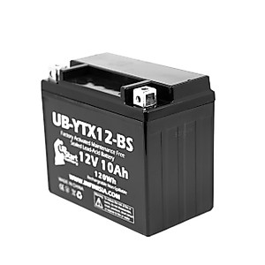 Replacement for 2012 Piaggio (Vespa) LX150 4T 150 CC Factory Activated, Maintenance Free, Scooter Battery - 12V, 10Ah, UB-YTX12-BS
