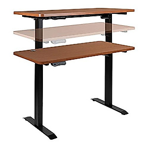 Flash Furniture Tanner Electric Height Adjustable Standing Desk - Table Top 48" Wide - 24" Deep (Mahogany)