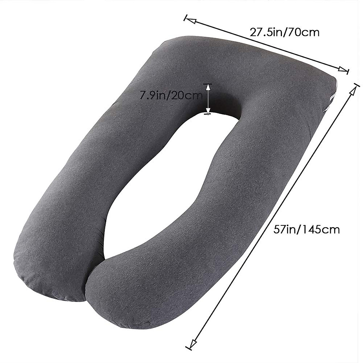 MINGPINHUIUS Pregnancy Pillow U Shaped Full Body Maternity Pillow for Sleeping, 57 Inch Pregnant Women Pillow with Removable Velvet Cover (Black Grey)