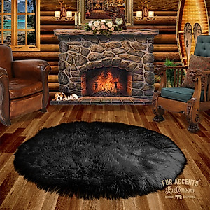 Fur Accents Plush Shag Round, Area Rug, Hide, Accent Rug, Luxury Soft Faux Fur Carpet, Hand Made USA, (3' Diameter, White)