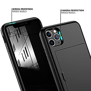 Nvollnoe for iPhone 11 Pro Max Case with Card Holder Heavy Duty Protective Dual Layer Shockproof Hidden Card Slot Slim Wallet Case for iPhone 11 Pro Max for Men&Women(Black)