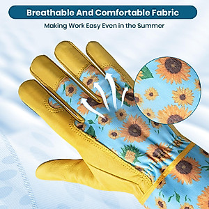 Velway Long Gardening Gloves for Women - Thorn Proof & Rose Pruning Forearm Protection Garden Gloves - Breathable Leather Long Garden Gloves Gifts & Tools for Gardener Yard Work Medium