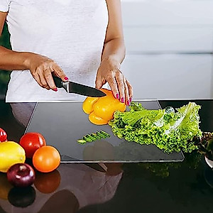 Acrylic Cutting Boards for Kitchen Counter, Clear Cutting Board for Countertop, Acrylic Cutting Board with Counter Lip, Anti-Slip Kitchen Clear Cutting Board for Countertop Protector(18x14 in)