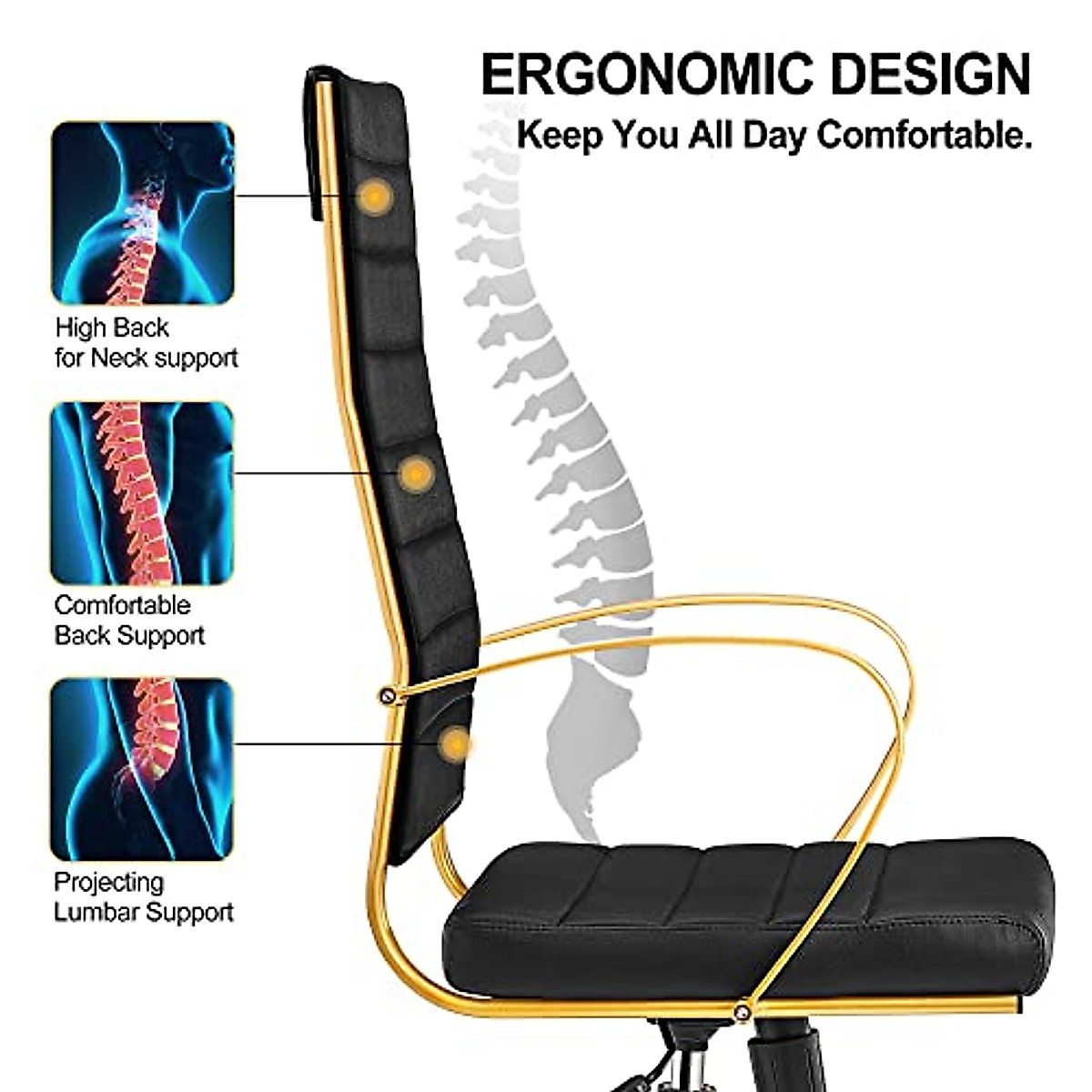 LUXMOD Vegan Leather high Back Office Chair, White