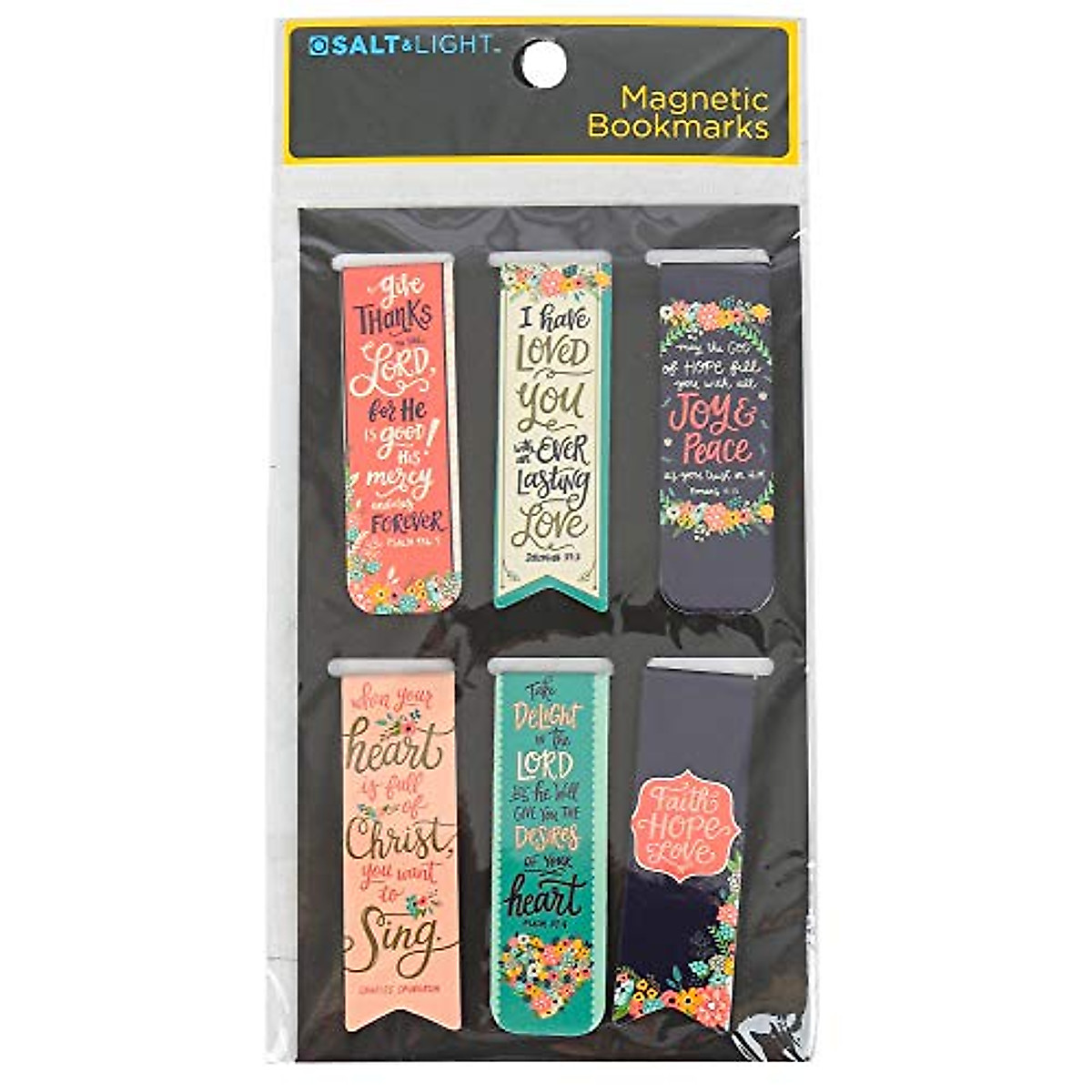 Salt & Light, Flower Pattern Magnetic Bookmarks, 6 Bookmarks