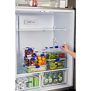 MSM Products 12 Pcs Food Storage Containers Set (6 lids & 6 containers), Leakproof Meal Prep Containers, microwave safe/dishwasher safe, 4 sides BLUE COLOR clip lock