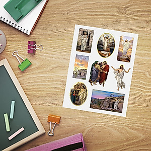 Christian Brands Assorted Catholic Decal Sticker Sheet Pack, He is Risen Easter, Novelty Religious Inspirational Stickers for Sunday Schools, Journaling, Church Giveaways, 3 Sheets Included, Multi