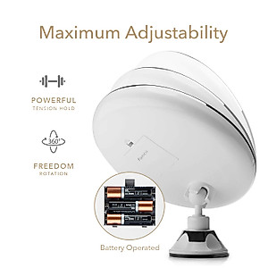 Fancii 7X Magnifying Lighted Vanity Makeup Mirror with 20 Natural LED Ring Lights, Locking Suction Cup, Cordless Travel Cosmetic Mirror - Maya 7