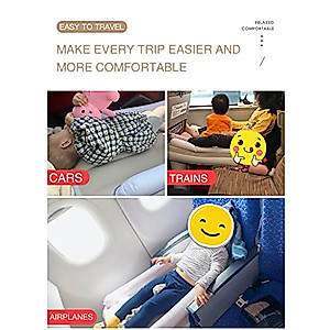 HYMIC Inflatable Airplane Car Bed for Toddler, Baby Travel Plane Bed with Hand Pump,Fly Traval Kids Bed Fits Most Airplane Seats, Car Seat for Convenient Toddler Travel, Safe to Use Child Sleeper Bed
