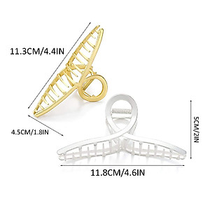 Brinie Hair Claw Clips Gold Metal Clips Claw Large Hair Clip for Thick Thin Hair Hair Accessories for Women and Girls (2PCS)