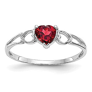 IceCarats 14K White Gold Red Garnet Heart Love Ring January Birthstone Jewelry Size 6