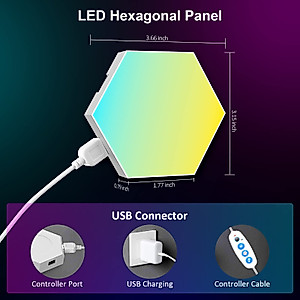 OJQ 8 Pack Hexagon Wall Light RGB Panel - Smart APP RGB Hexagonal Modular Gaming Light Music with Sync Honeycomb Shape Panels Hexagon Lights for Bedroom Children Room